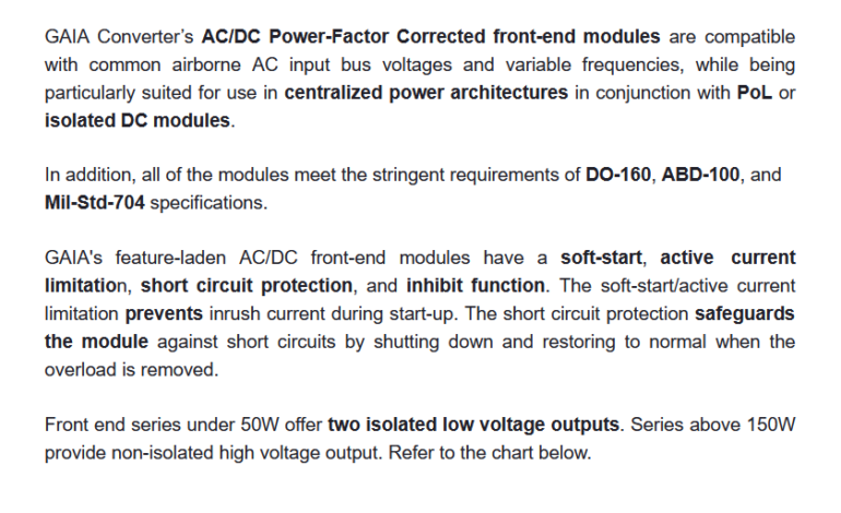 High Reliability AC/DC Front End ﻿Power Modules with Active PFC - GAIA ...